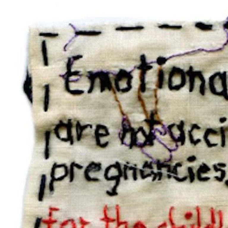 Iviva Olenick - Emotional Miscarriages- written embroidered fabric For ...