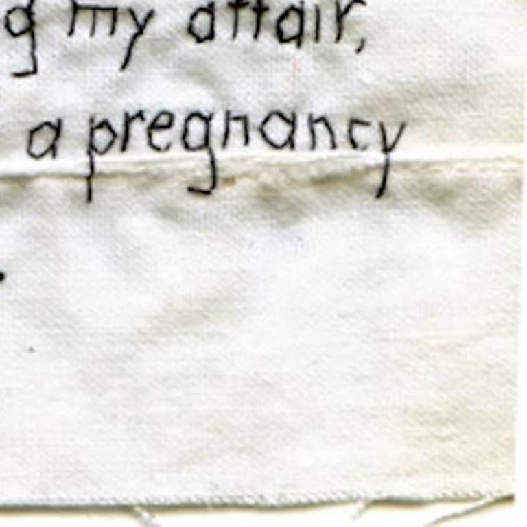 Iviva Olenick - Pregnancy Scare- written embroidered fabric For Sale at ...