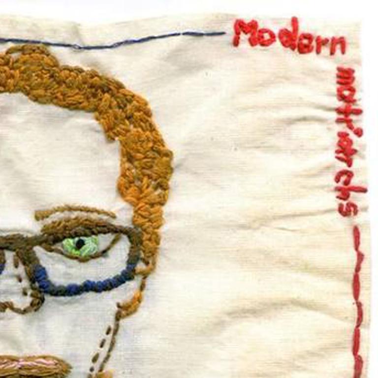 Iviva Olenick - Selfie as modern Matriarch- embroidered floral portrait ...