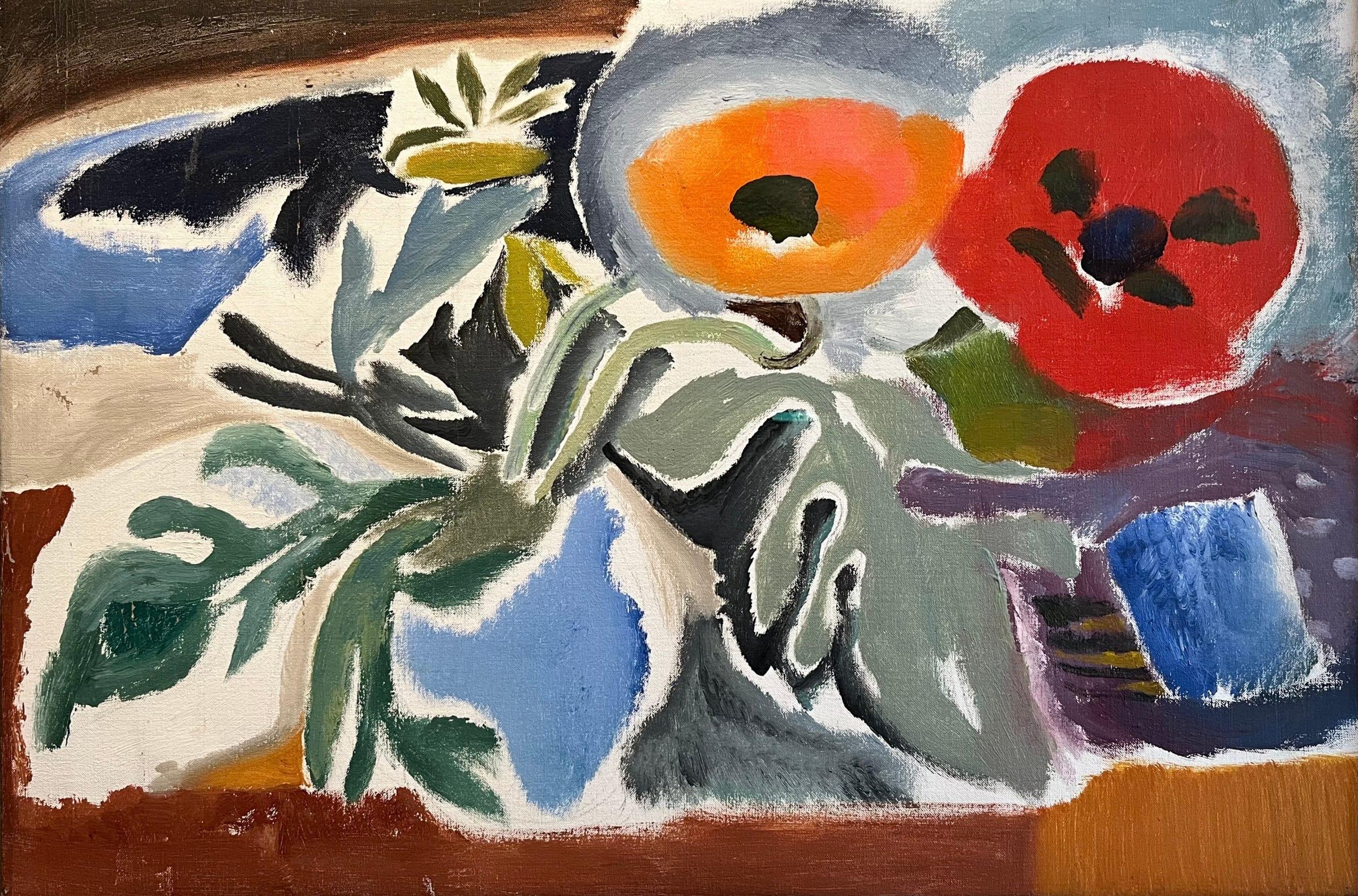 Ivon Hitchens - Poppies in a Vase, Oil on Canvas Painting by Ivon ...