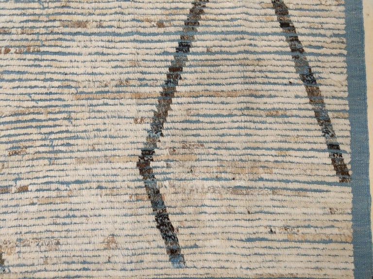 Ivory and Blue Berber Style Beni Ouarain Design Oversize Rug at 1stDibs