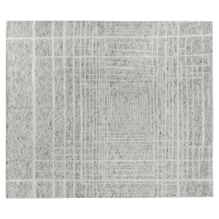 Ivory and Charcoal Geometric Design Area Rug For Sale at 1stDibs