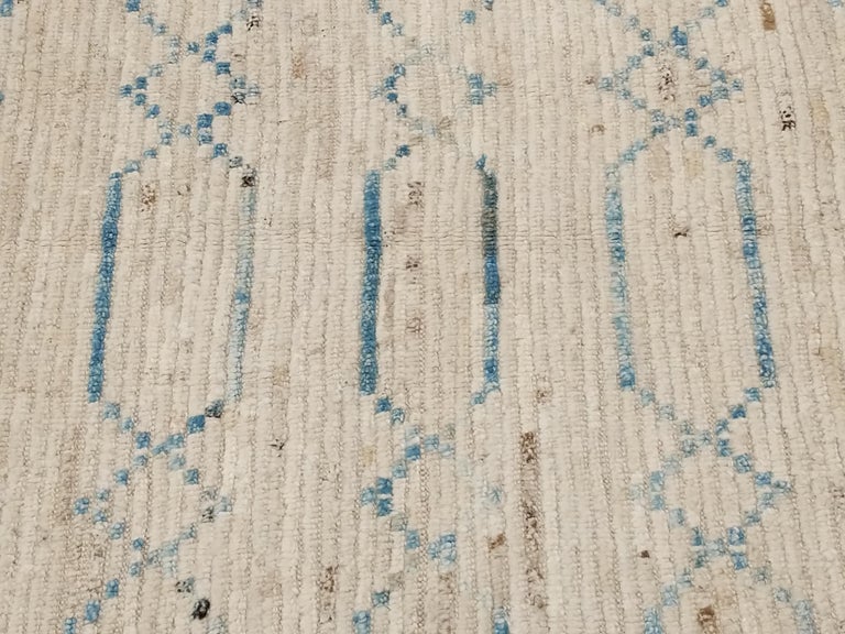 Ivory and Light Blue Berber Style Scandinavian Geometric Design ...