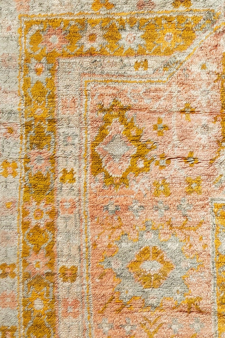 Ivory Angora Antique Oushak Rug For Sale at 1stDibs
