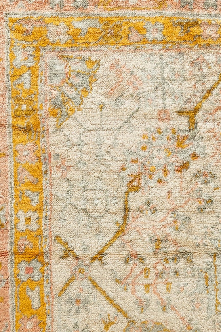 Ivory Angora Antique Oushak Rug For Sale at 1stDibs