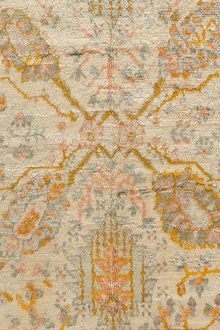 Ivory Angora Antique Oushak Rug For Sale at 1stDibs
