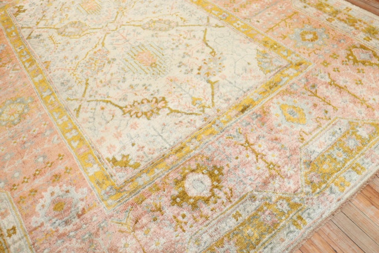 Ivory Angora Antique Oushak Rug For Sale at 1stDibs