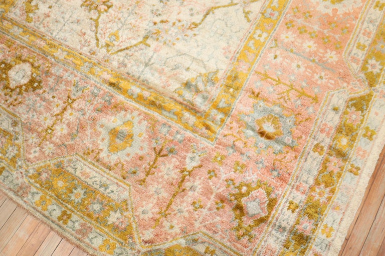 Ivory Angora Antique Oushak Rug For Sale at 1stDibs