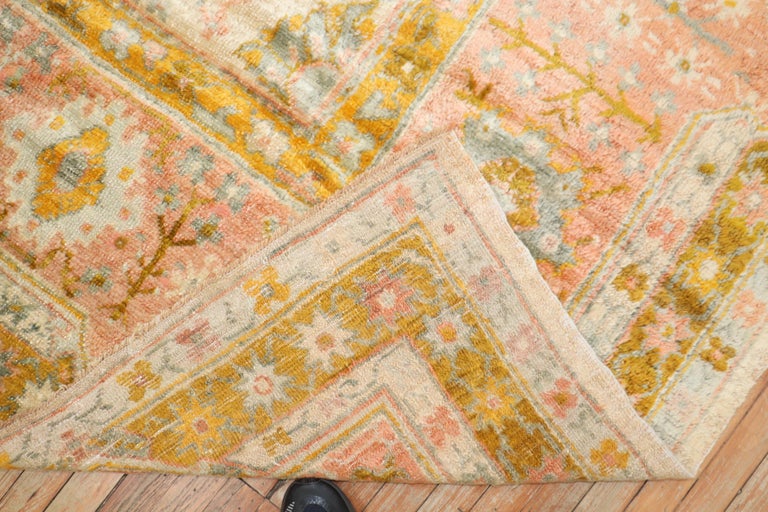 Ivory Angora Antique Oushak Rug For Sale at 1stDibs