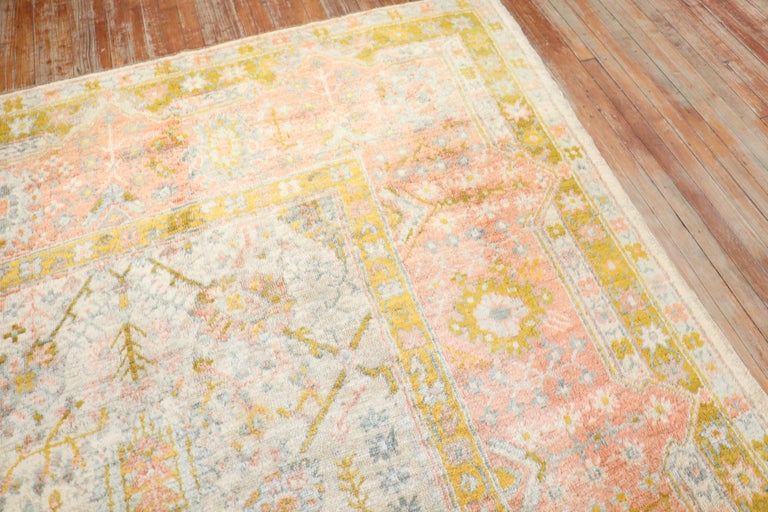 Ivory Angora Antique Oushak Rug For Sale at 1stDibs