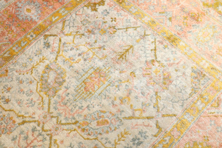 Ivory Angora Antique Oushak Rug For Sale at 1stDibs