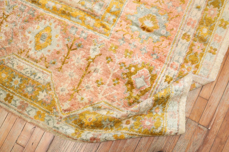 Ivory Angora Antique Oushak Rug For Sale at 1stDibs