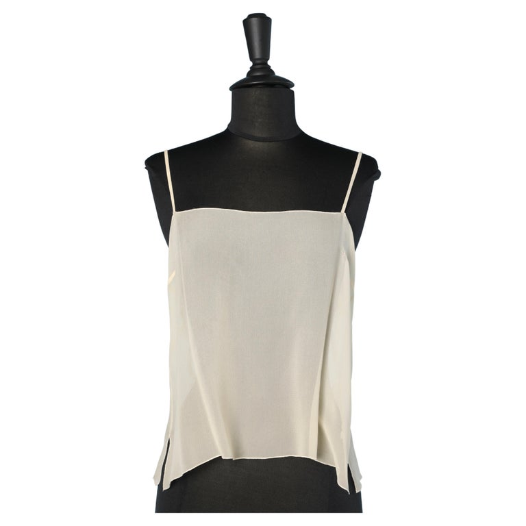 Ivory chiffon tank top Chanel at 1stDibs