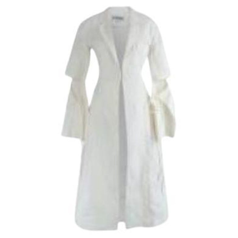 Ivory cotton damask flared coat For Sale at 1stDibs