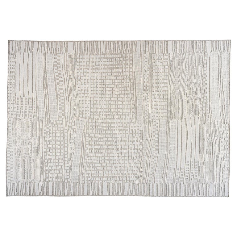 Ivory Geometric Cut and Loop Area Rug For Sale at 1stDibs