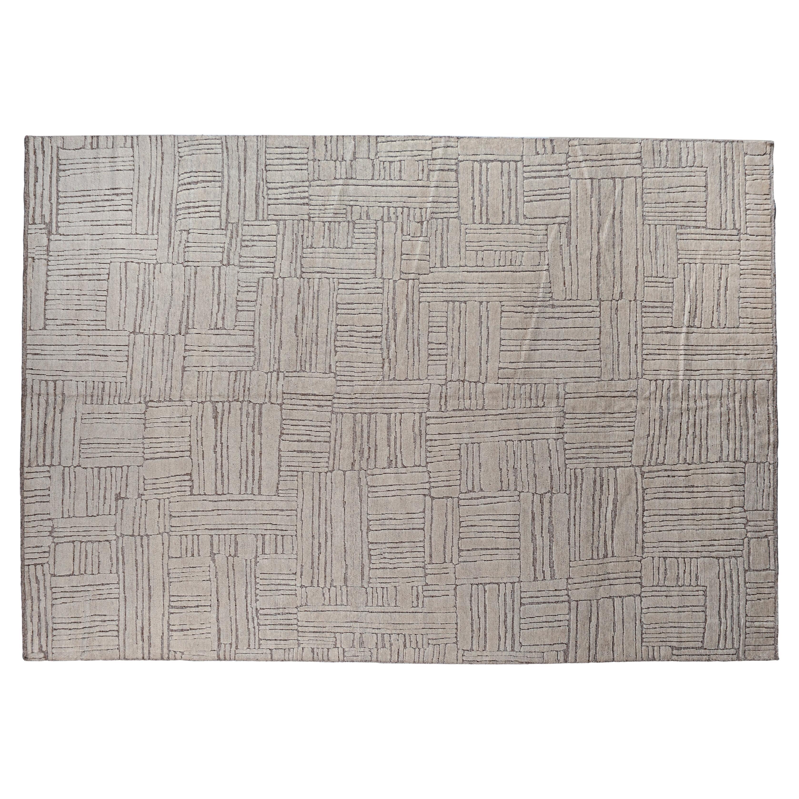 Modern Neutral Blue Hand-Loom Bamboo Silk Minimalist Rug in Custom ...