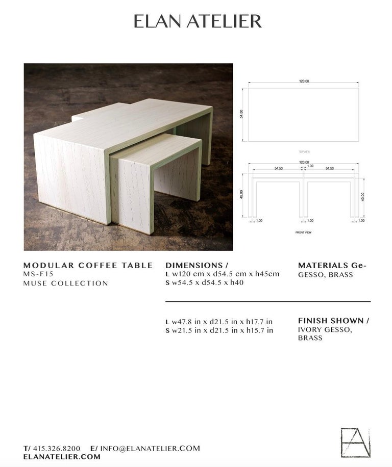 Ivory Gesso Modular Coffee Table in White Finish by Elan Atelier For Sale at 1stDibs