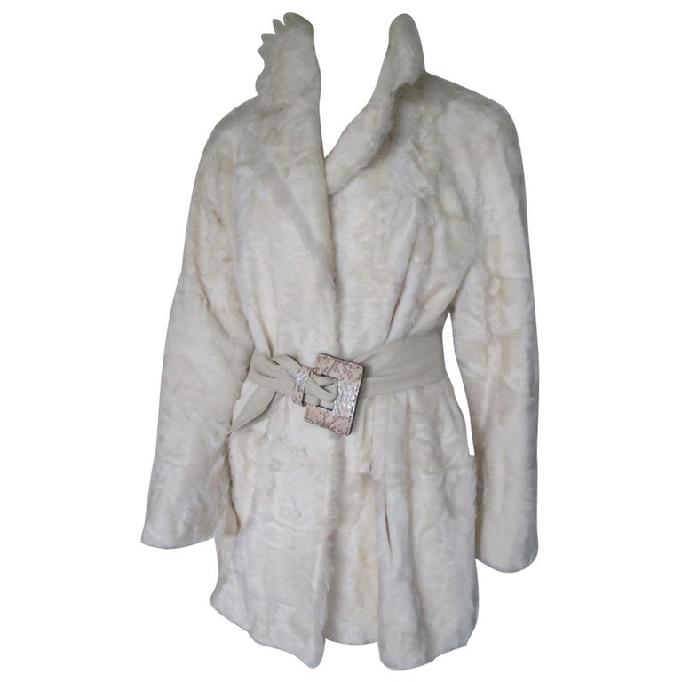 Ivory Goat Lamb Fur Coat Light weight For Sale at 1stDibs