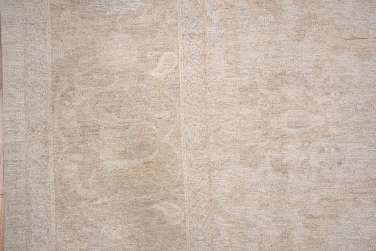 Ivory Hand Knotted Afghan Carpet, Wool and Silk For Sale at 1stDibs