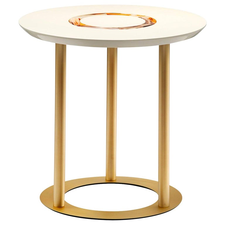Ivory Round Side Table For Sale at 1stDibs