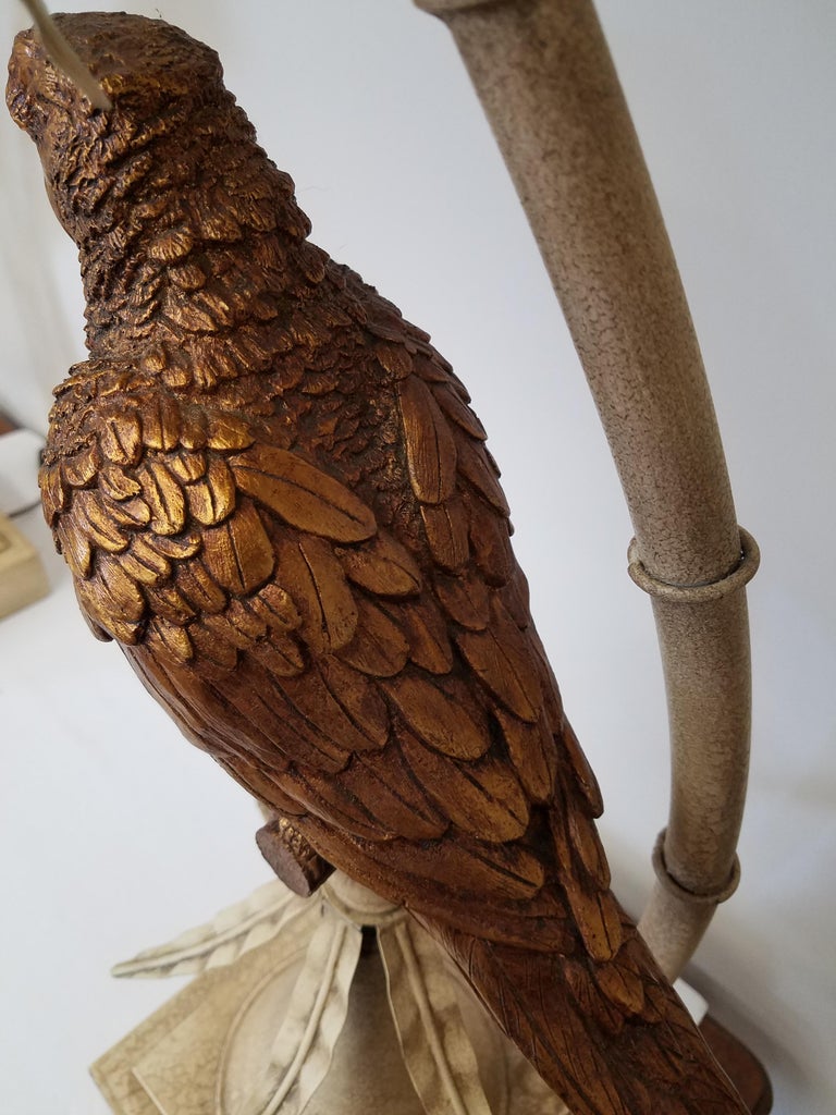 Ivory Tole Palm Tree Lamps with Gilt Parrots Hollywood Regency For Sale ...