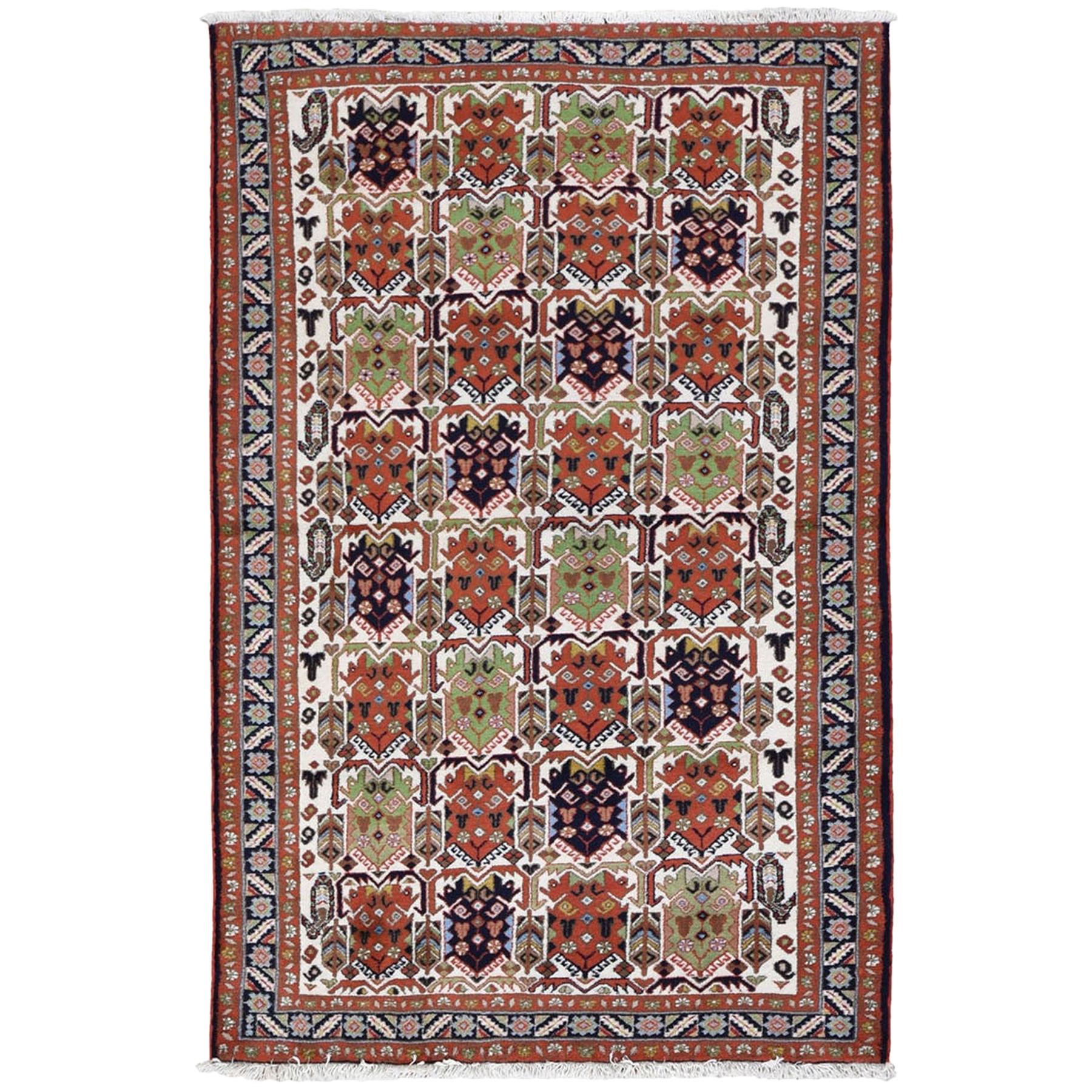 Distressed Antique Persian Kerman Rug with the Ardabil Carpet Design ...