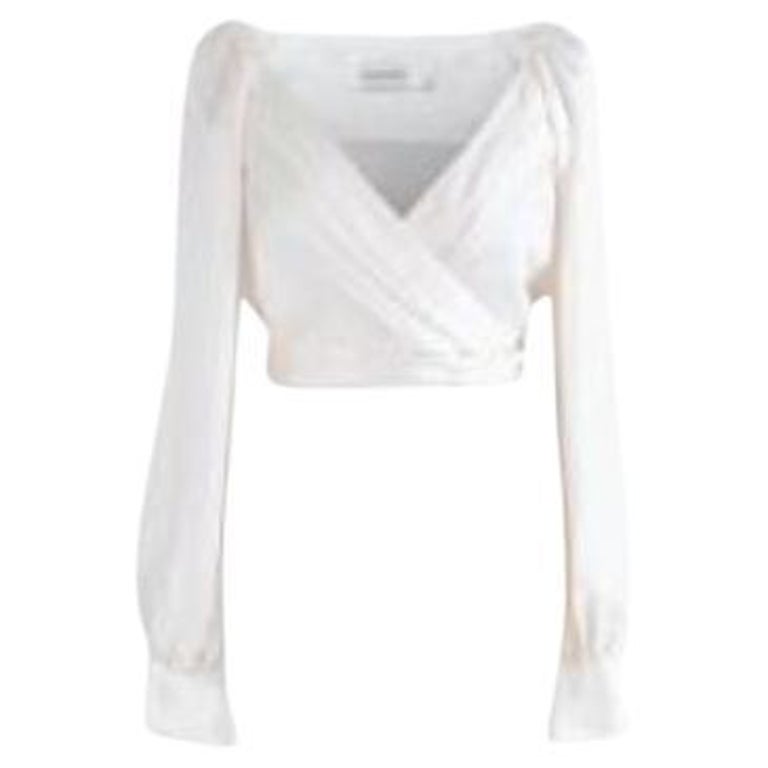 Ivory washed-silk cropped wrap blouse For Sale at 1stDibs