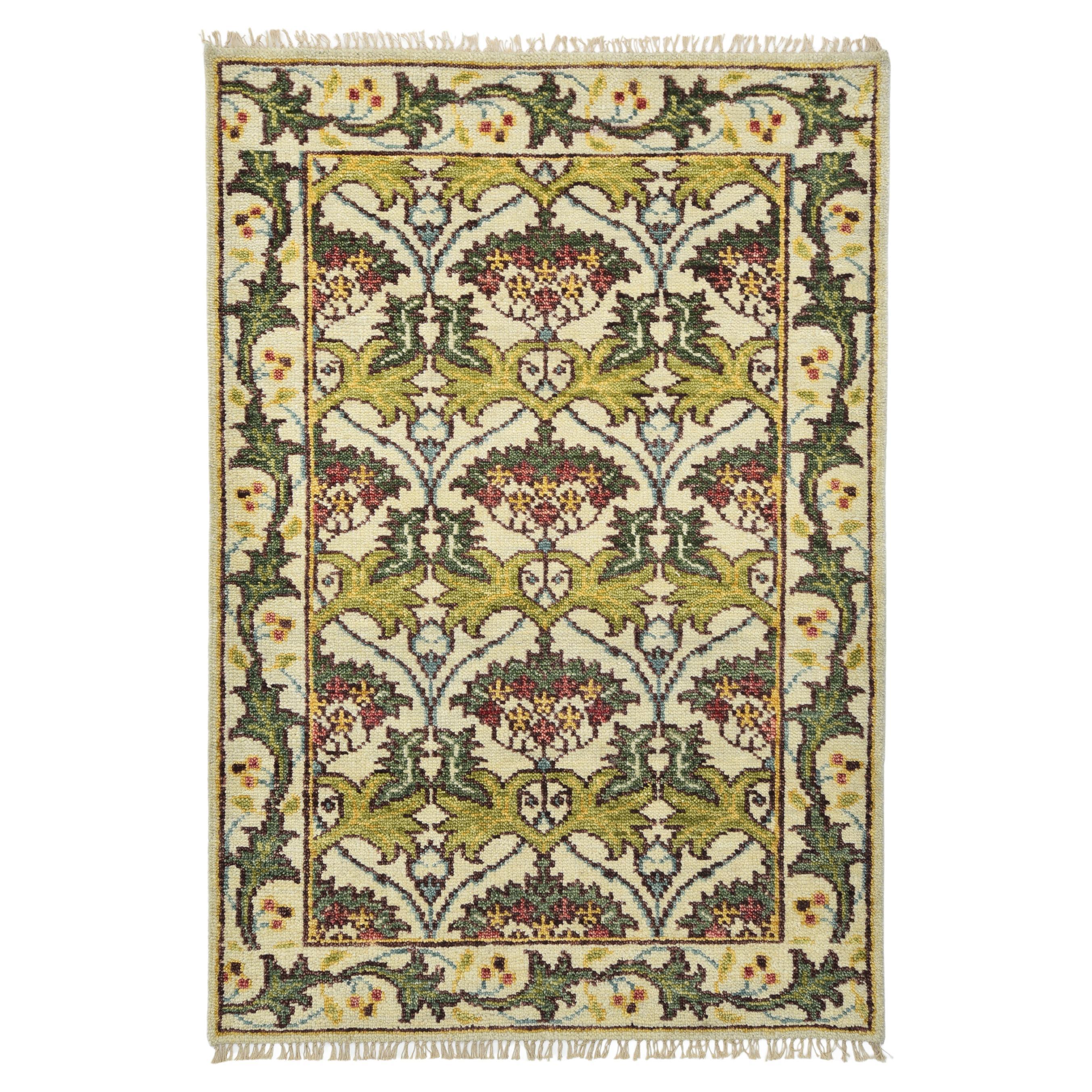 Ivory William Morris Inspired Area Rug For Sale at 1stDibs