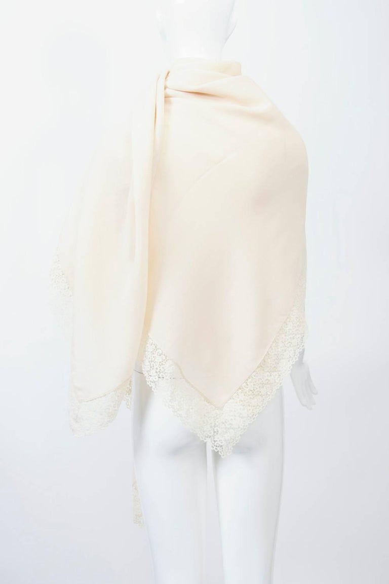 Ivory Wool and Lace Shawl For Sale at 1stDibs
