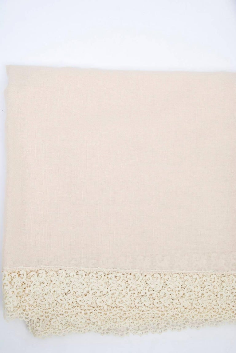 Ivory Wool and Lace Shawl For Sale at 1stDibs