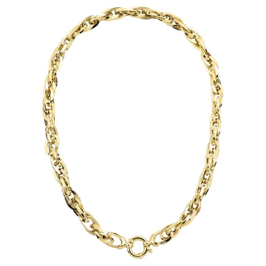 Large Link Chain Necklace 34.53Gr. 14K Yellow Gold Massive Unisex For ...