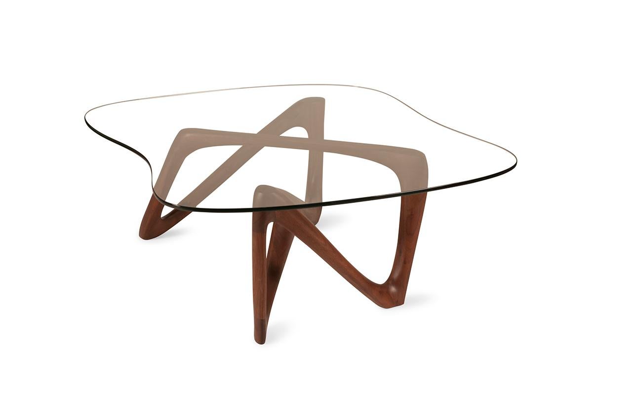 Ivy Modern Coffee Table in Walnut Wood with 1/2 Tempered Glass For Sale ...