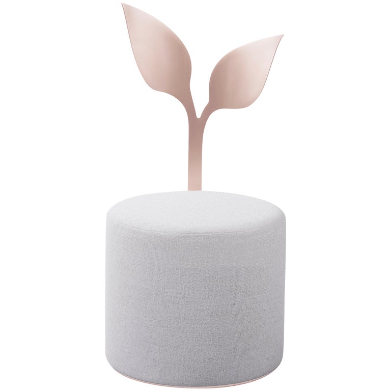 IVY Contemporary Pouf in Metal and fabric For Sale at 1stDibs