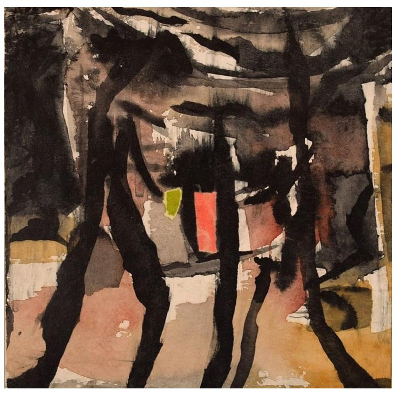 Pat Bowers Seascape Blue, Green and Yellow Mixed-Media Abstract ...