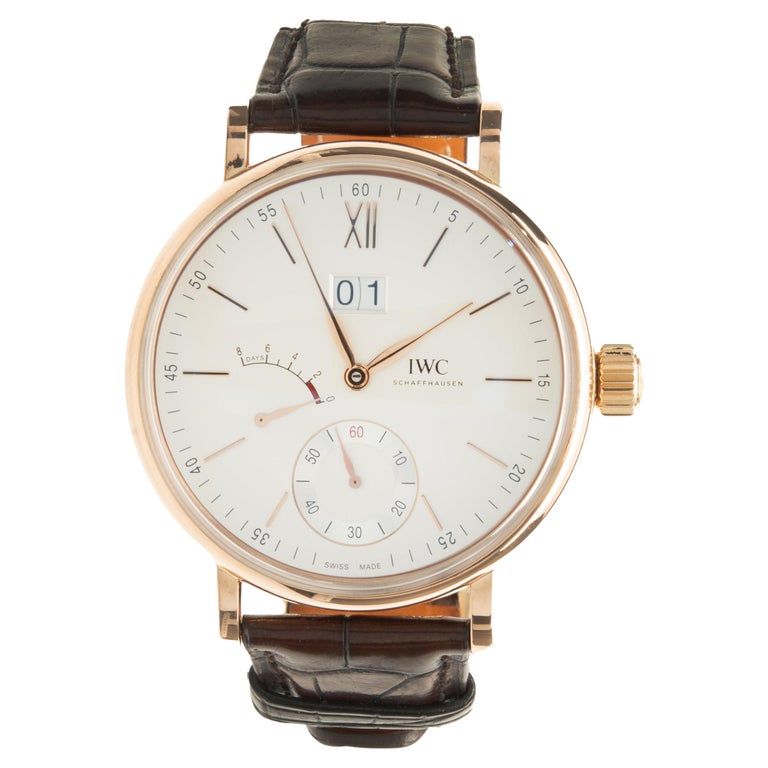 IWC 18 Karat Rose Gold Portofino Big Date For Sale at 1stDibs