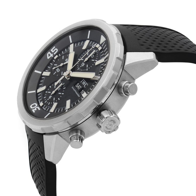 IWC Aquatimer Steel Chrono Black Dial Day Date Automatic Men's Watch ...
