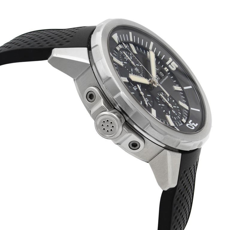 IWC Aquatimer Steel Chrono Black Dial Day Date Automatic Men's Watch ...