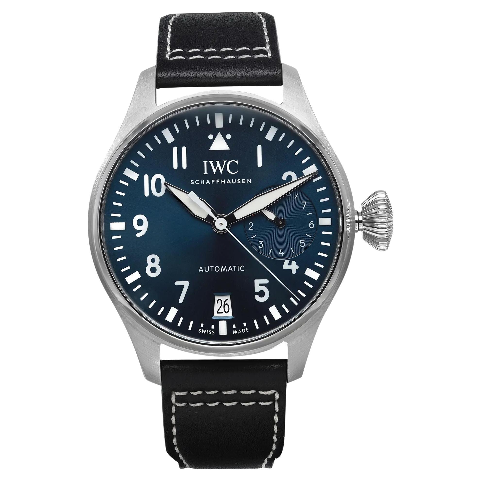 IWC Big Pilot Le Petit Prince 46mm Steel Blue Dial Automatic Men Watch ...