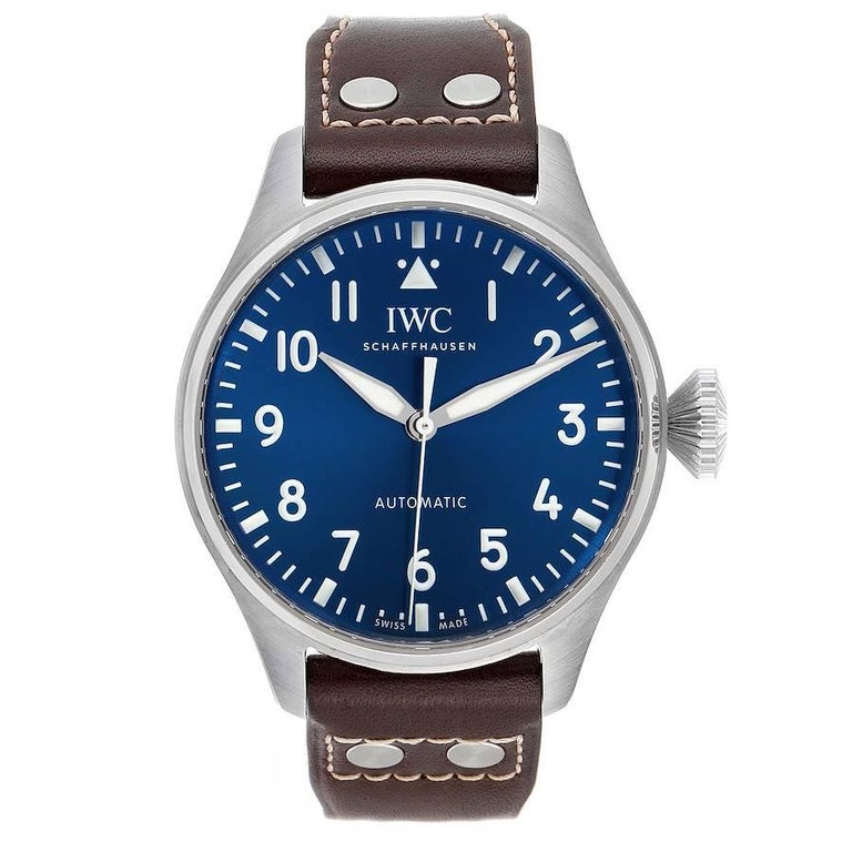 IWC Big Pilots Steel Blue Dial Brown Strap Mens Watch IW329303 Unworn ...