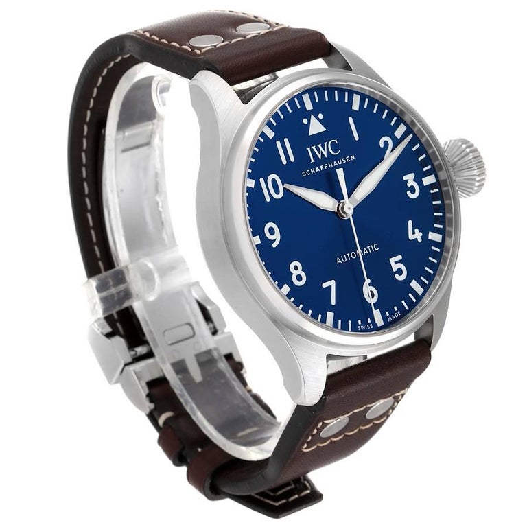 IWC Big Pilots Steel Blue Dial Brown Strap Mens Watch IW329303 Unworn ...