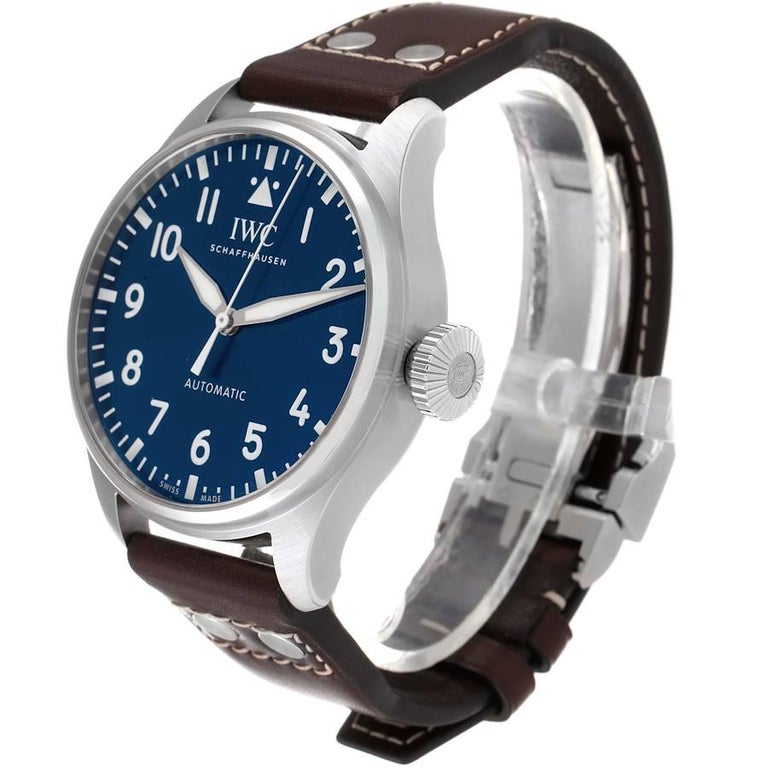 IWC Big Pilots Steel Blue Dial Brown Strap Mens Watch IW329303 Unworn ...
