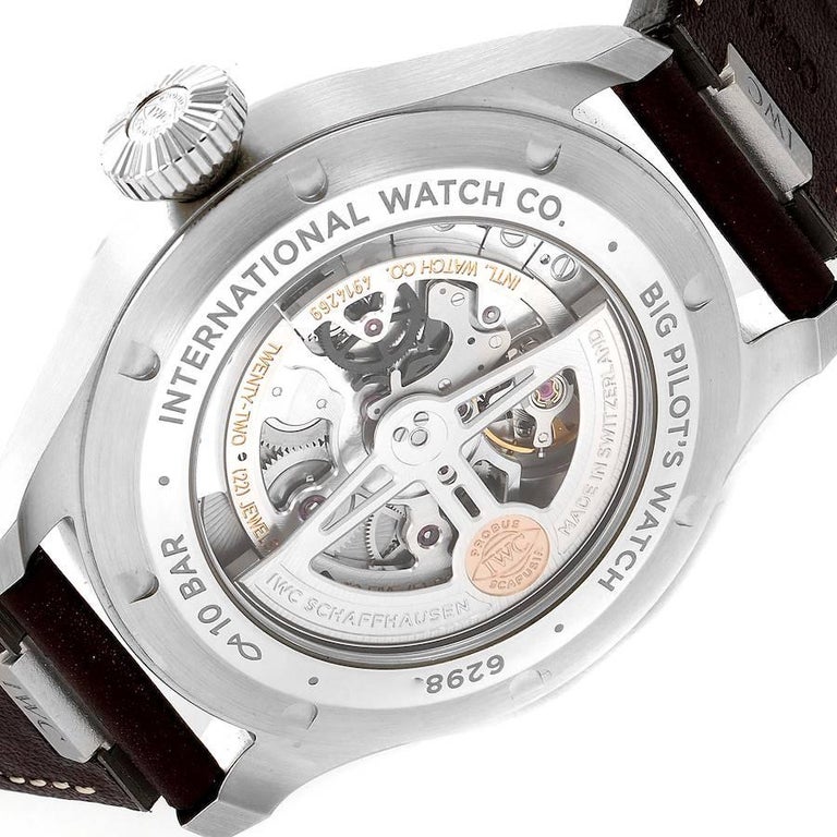 IWC Big Pilots Steel Blue Dial Brown Strap Mens Watch IW329303 Unworn ...