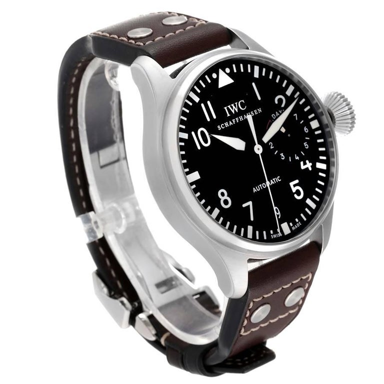 IWC Big Pilots Black Dial Automatic Steel Mens Watch IW500401 Box Card ...