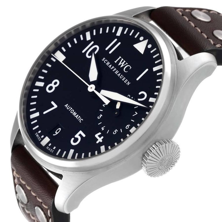 IWC Big Pilots Black Dial Automatic Steel Mens Watch IW500401 Box Card ...