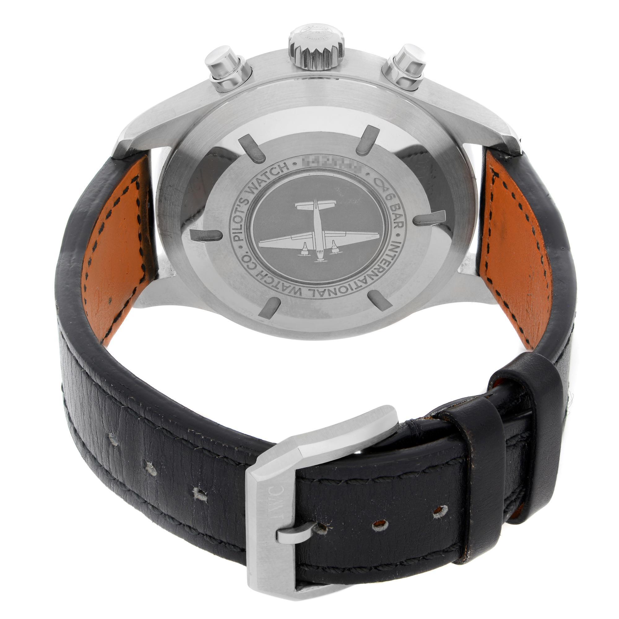 IWC Pilot Chronograph Steel Black Dial Mens Automatic Watch IW377709 ...