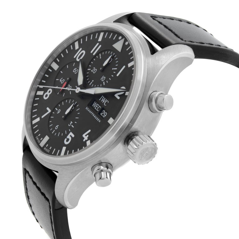 IWC Pilot Steel Chronograph Black Dial Mens Automatic Watch IW377709 at ...