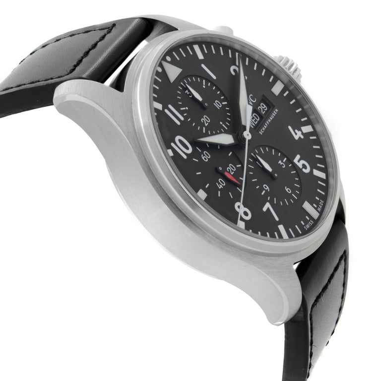 IWC Pilot Steel Chronograph Black Dial Mens Automatic Watch IW377709 at ...