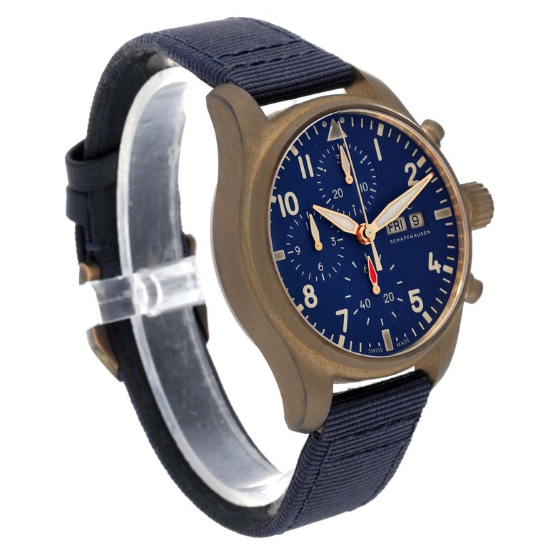 IWC Pilot Chronograph Blue Dial Mens Watch IW388109 Box Card For Sale ...