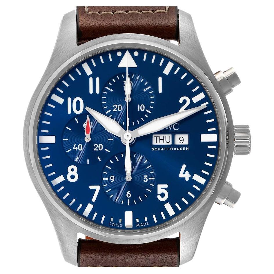 IWC Pilot Le Petit Prince Blue Dial Chronograph Mens Watch IW377714 ...