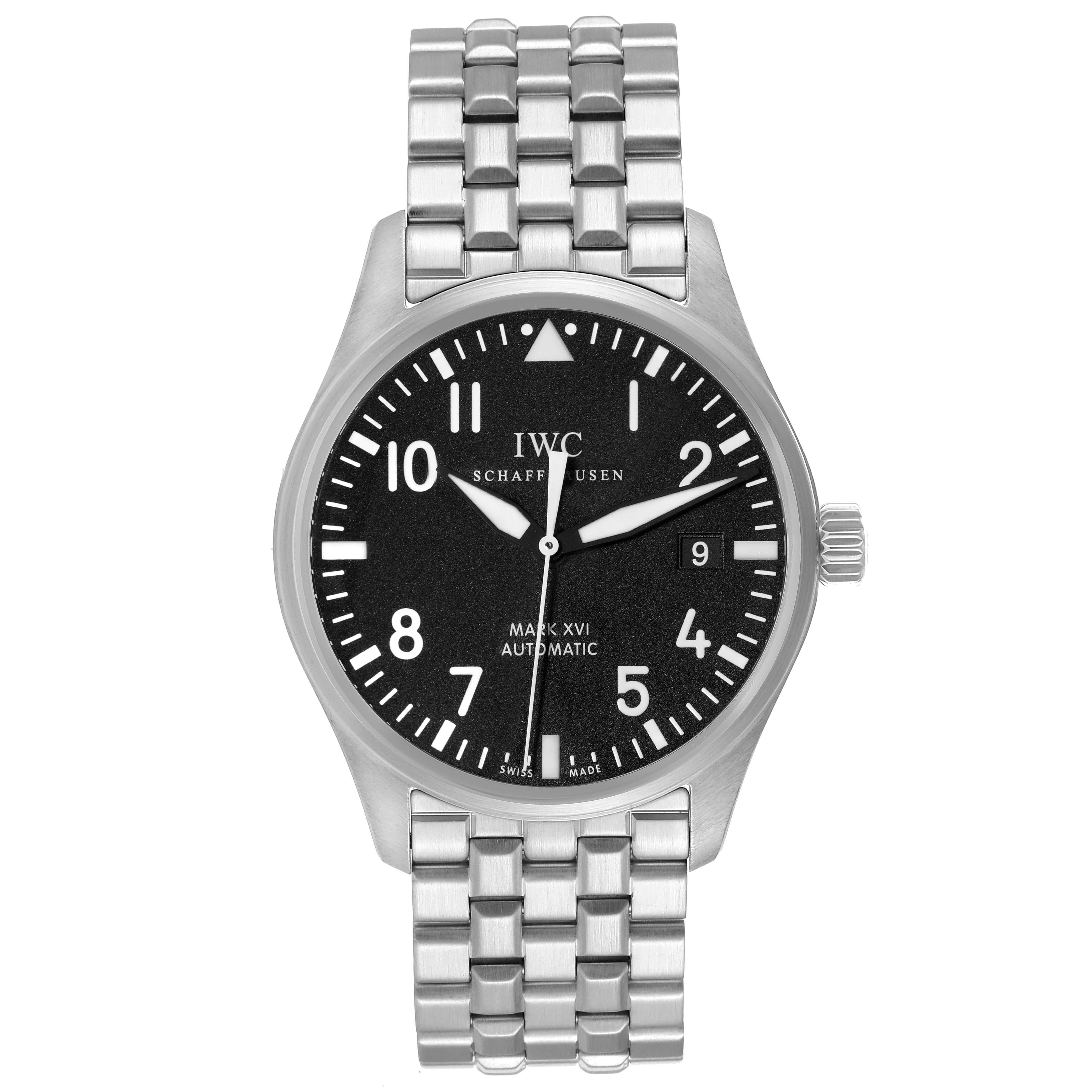 IWC Pilot Mark XVI Black Dial Steel Mens Watch IW325504 Box Card For ...